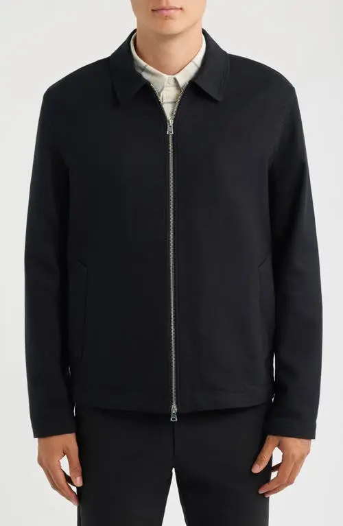Vince Cotton Blend Zip Jacket With Plaid Lining - Black