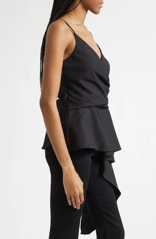Veronica Beard Solange Faux Wrap Asymmetric Hem Peplum Top