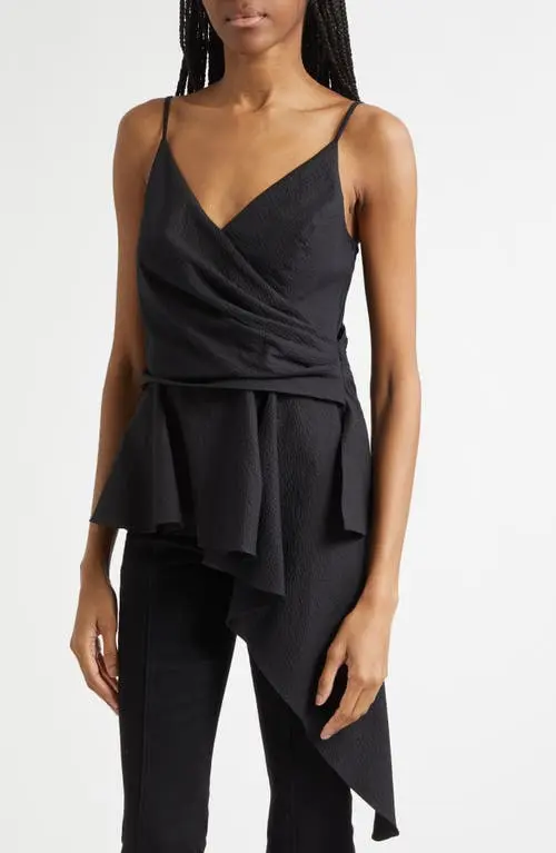 Veronica Beard Solange Faux Wrap Asymmetric Hem Peplum Top