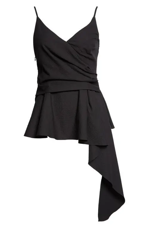 Veronica Beard Solange Faux Wrap Asymmetric Hem Peplum Top