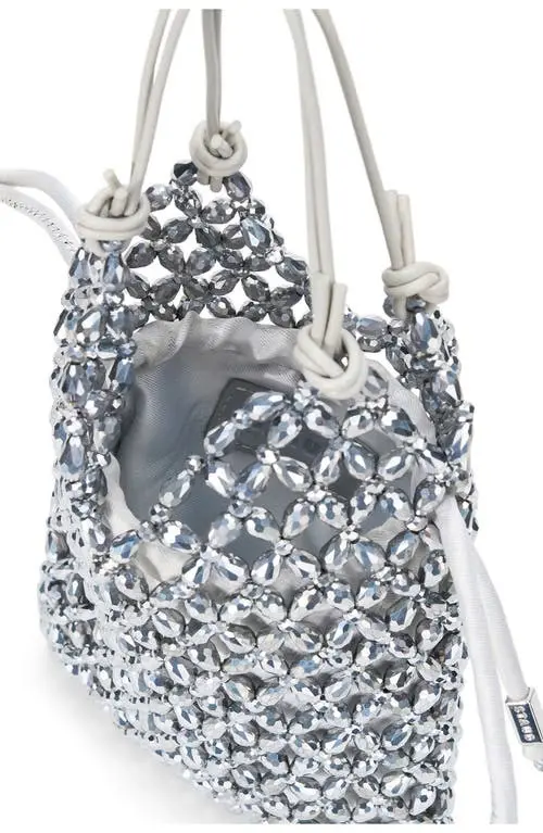 Staud Karla Crystal Beaded Shoulder Bag - Silver