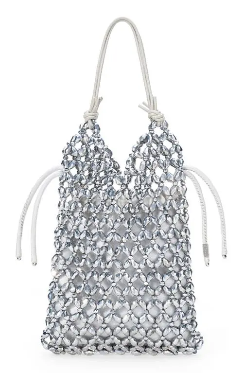 Staud Karla Crystal Beaded Shoulder Bag - Silver