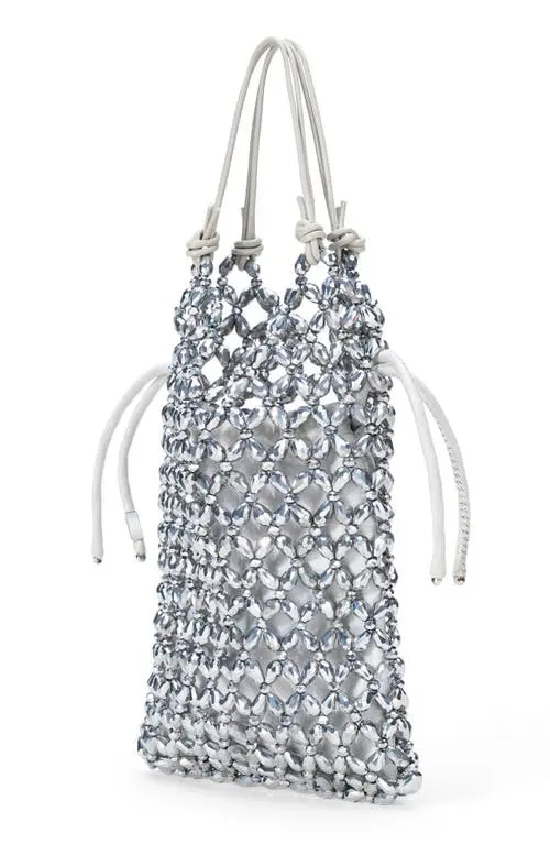 Staud Karla Crystal Beaded Shoulder Bag - Silver