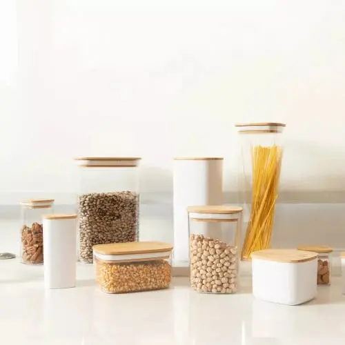 OU Airtight Stackable Food Storage Container Set With Wood Lids