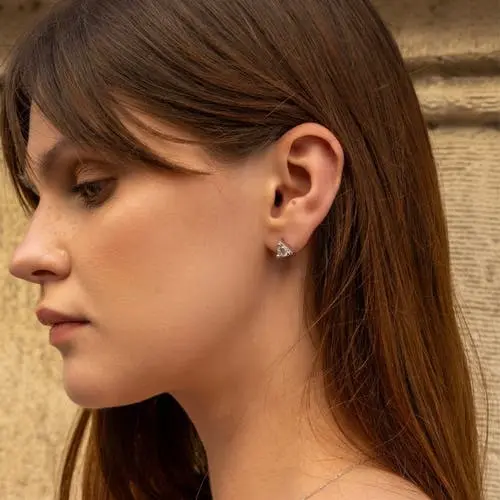 SPERO LONDON Triangle Sterling Stud Earring - Silver