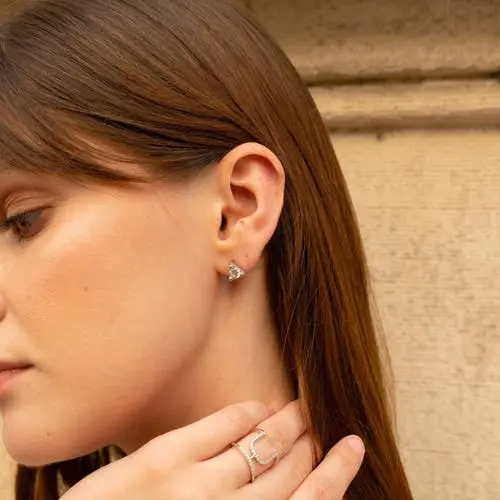 SPERO LONDON Triangle Sterling Stud Earring - Silver