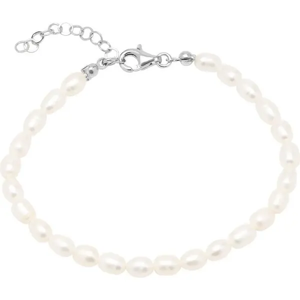 SPERO LONDON Natural Freshwater Real Seed Pearl Strand Bracelet - Silver