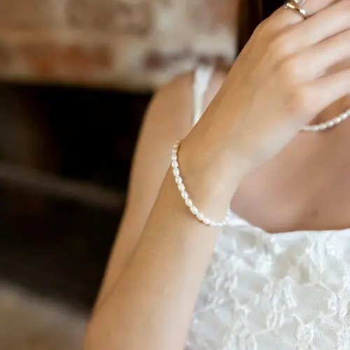SPERO LONDON Natural Freshwater Seed Pearl Strand Bracelet With Sterling Accents