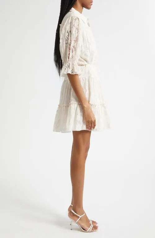 Cinq À Sept Rayla Floral Jacquard Tiered Shirtdress