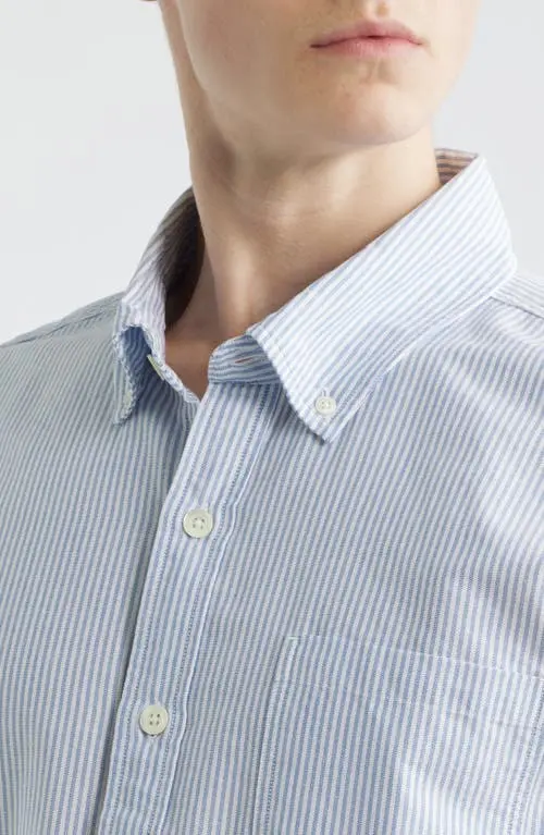 CORRIDOR Stripe Cotton Button-down Oxford Shirt - Blue