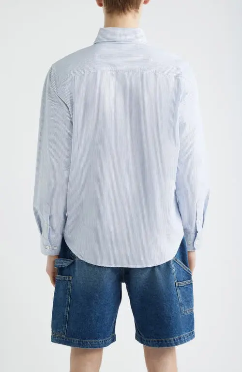 CORRIDOR Stripe Cotton Button-down Oxford Shirt - Blue