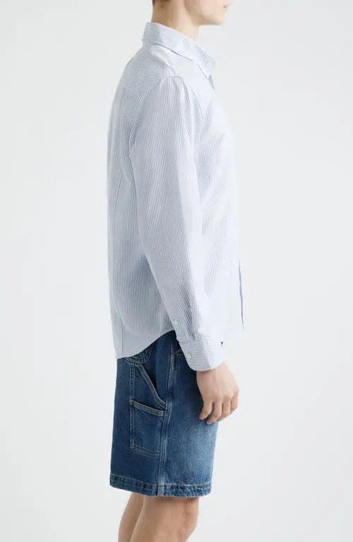 CORRIDOR Stripe Cotton Button-down Oxford Shirt - Blue