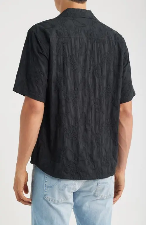 CORRIDOR Paisley Embroidered Cotton Camp Shirt - Black