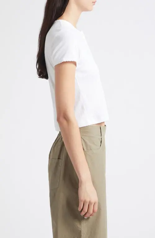 LESET Short Sleeve Cotton Pointelle Cardigan