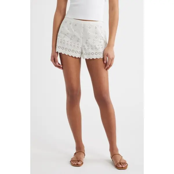 DÔEN Arda Eyelet Organic Cotton Mini Shorts - Salt