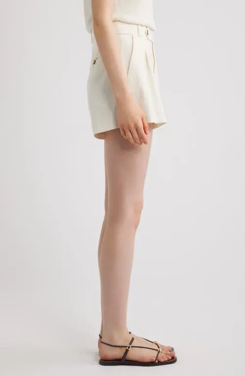 DÔEN Kingsley Pleated Linen Blend Shorts