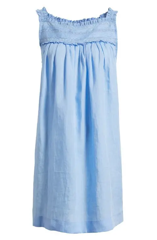 DÔEN Bea Pleat & Lace Detail Ramie Mini Dress