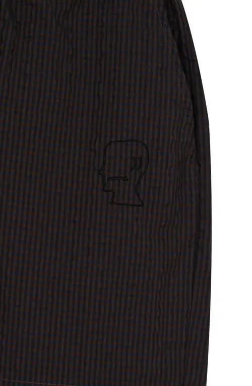 BRAIN DEAD Gingham Seersucker Shorts With Embroidered Logo