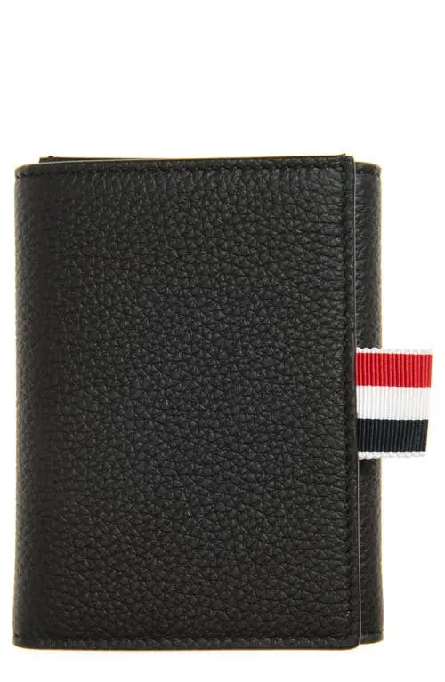 Thom Browne Snap Soft Pebble Leather Trifold Wallet - Black