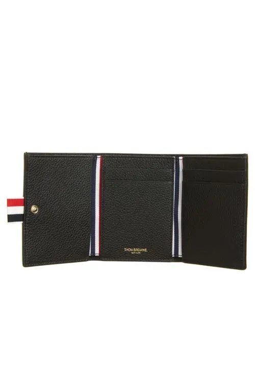 Thom Browne Snap Soft Pebble Leather Trifold Wallet - Black