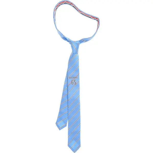 Thom Browne Jacquard Stripe Silk Tie - Light Blue