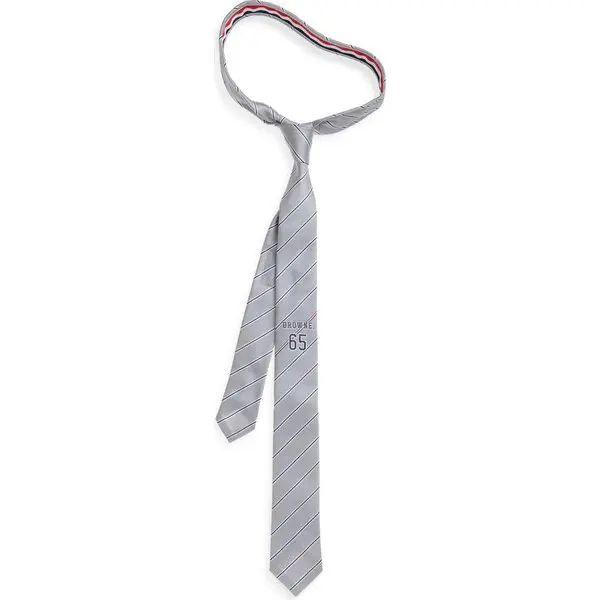 Thom Browne Jacquard Stripe Silk Tie - Medium Grey