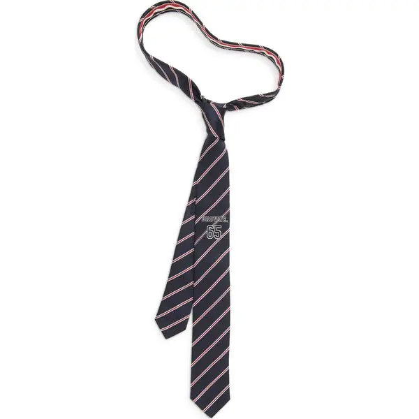 Thom Browne Jacquard Stripe Silk Tie - Navy
