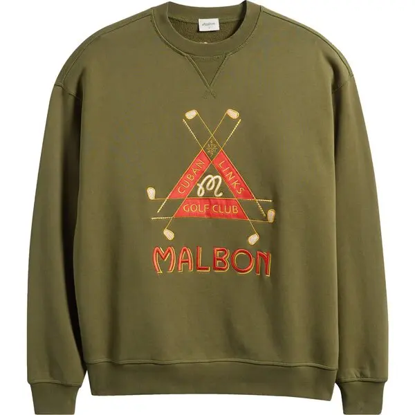 MALBON Trinity Embroidered Cotton Sweatshirt - Chive