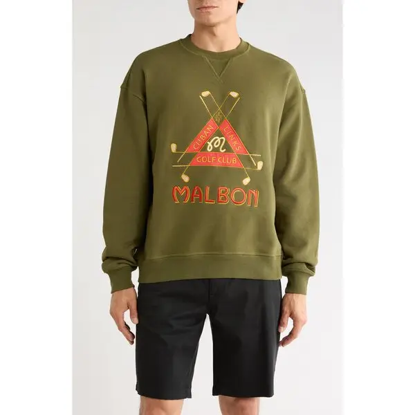 MALBON Embroidered Cotton Sweatshirt - Chive