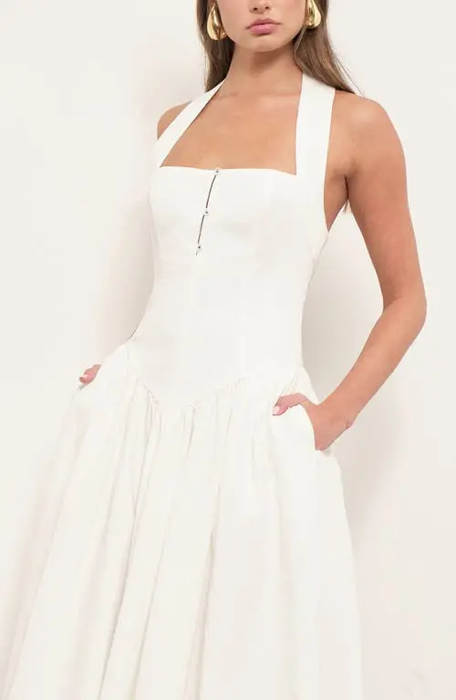 MAUDE CLUB Zoa Drop Waist Midi Dress