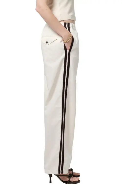 Citizens Of Humanity Aurora Cotton & Linen Track Pants With Side Stripes - Cream