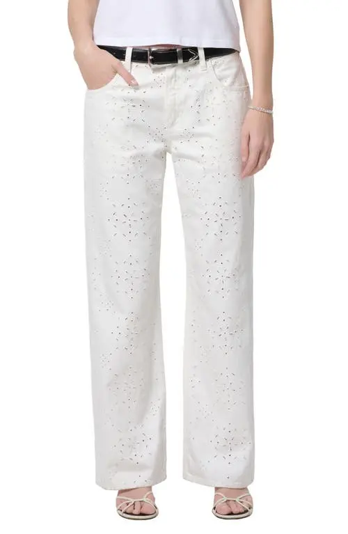 Citizens Of Humanity Lindz Eyelet Low Rise Easy Straight Leg Jeans - Blanc Soft White