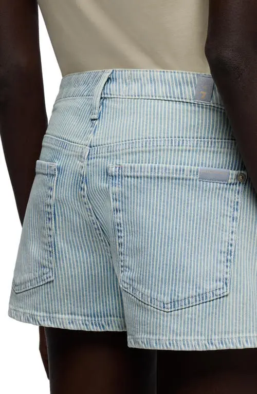 7 For All Mankind Low Rise Striped Denim Shorts
