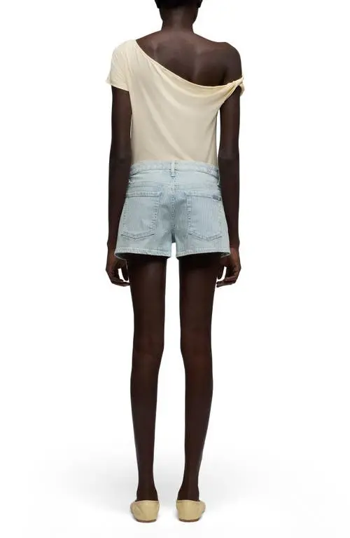 7 For All Mankind Low Rise Striped Denim Shorts