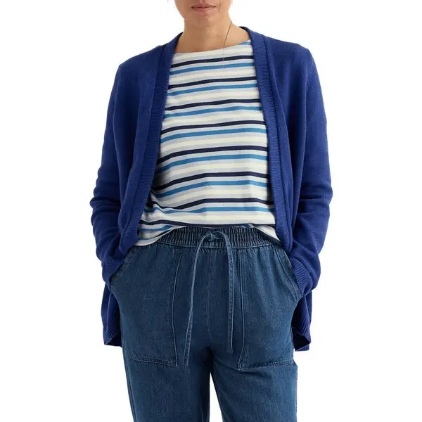 SEASALT CORNWALL Riverboat Organic Cotton Cardigan - Knit Melange Bright Marine