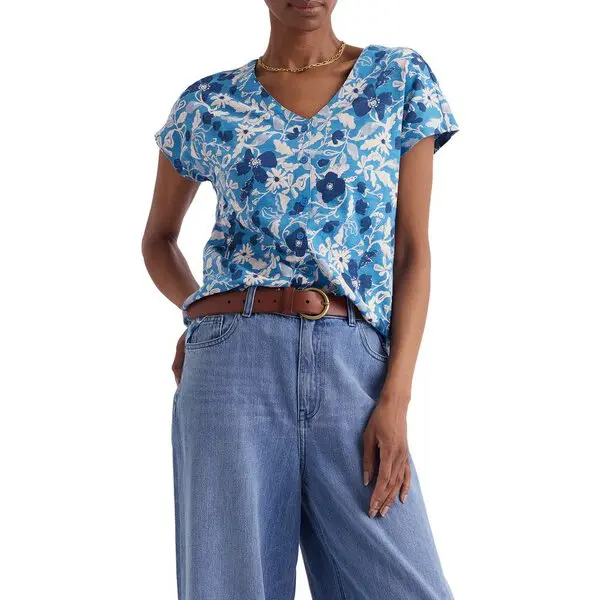 SEASALT CORNWALL Studio Glass Organic Cotton Button-up Top - Winding Meadow Sailboats