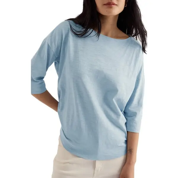 SEASALT CORNWALL Tremayne Quay Organic Cotton Top - Blue Fog
