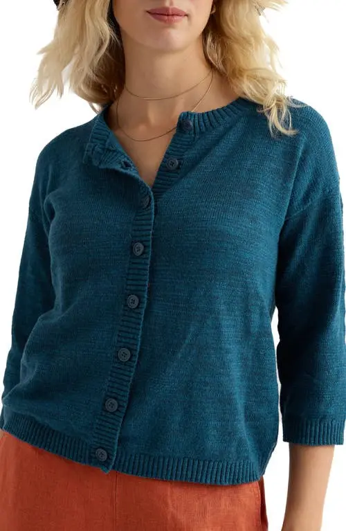 SEASALT CORNWALL Pentire Steps Organic Cotton & Linen Cardigan - Knit Melange Ocean Drift