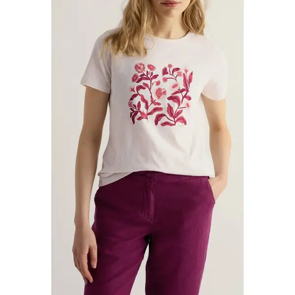 SEASALT CORNWALL Printing Ink Organic Cotton Graphic T-shirt - Inky Botanical Stems Chalk