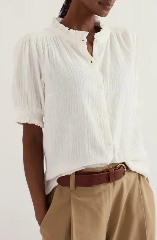 SEASALT CORNWALL Shore Patch Organic Cotton Button-up Top - Chalk