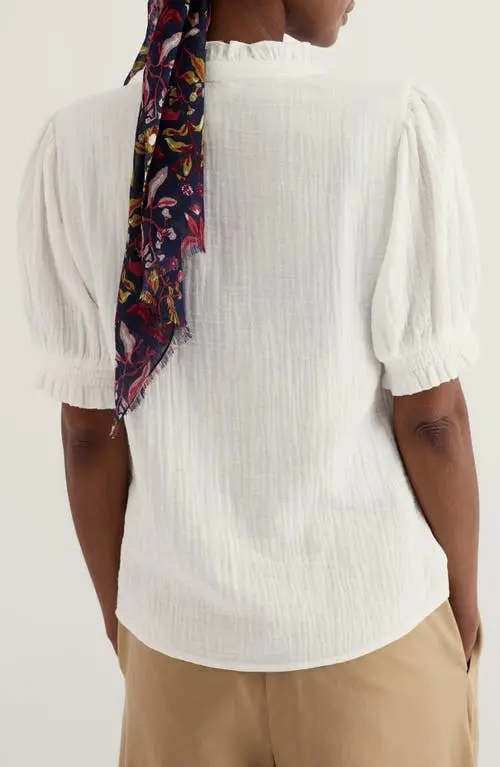 SEASALT CORNWALL Organic Cotton Button-up Top With Ruffle Trim