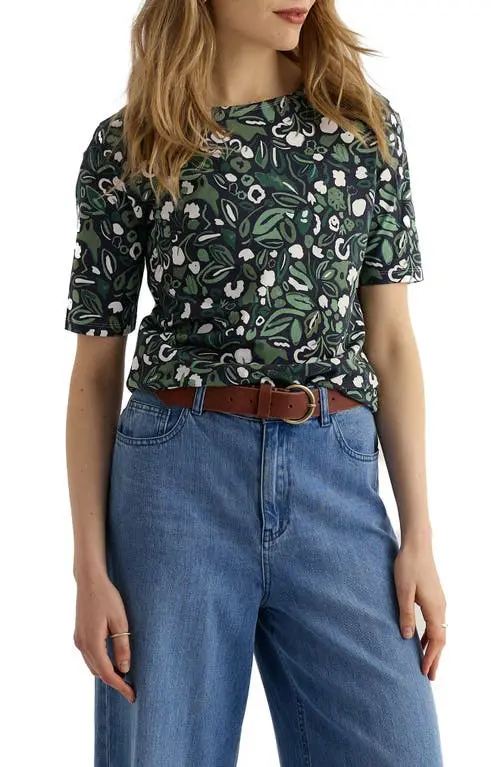 SEASALT CORNWALL Poisson Print Organic Cotton T-shirt - Garden Plants Inkwell