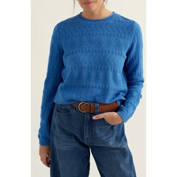 SEASALT CORNWALL Kinter Organic Cotton Crewneck Sweater - Sailboats