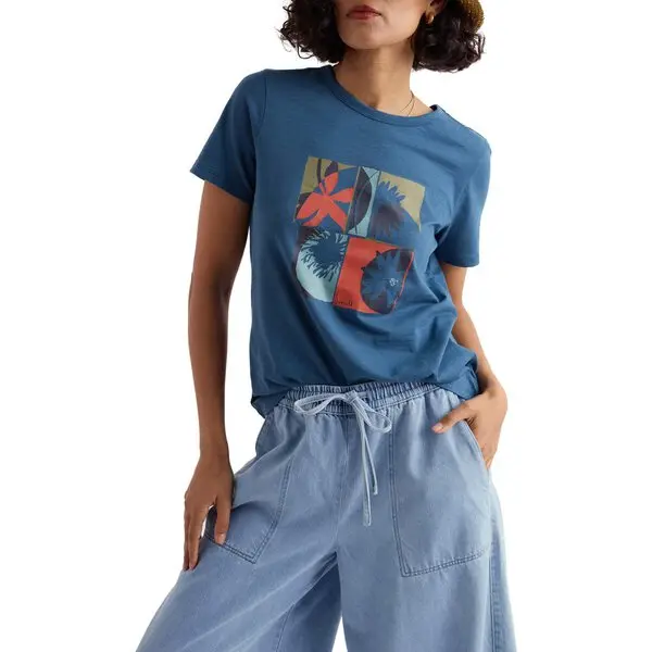 SEASALT CORNWALL Printing Ink Organic Cotton Graphic T-shirt - Spliced Shapes Dusk