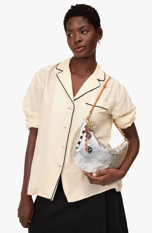 Clare V. Lune Metallic Leather Shoulder Bag