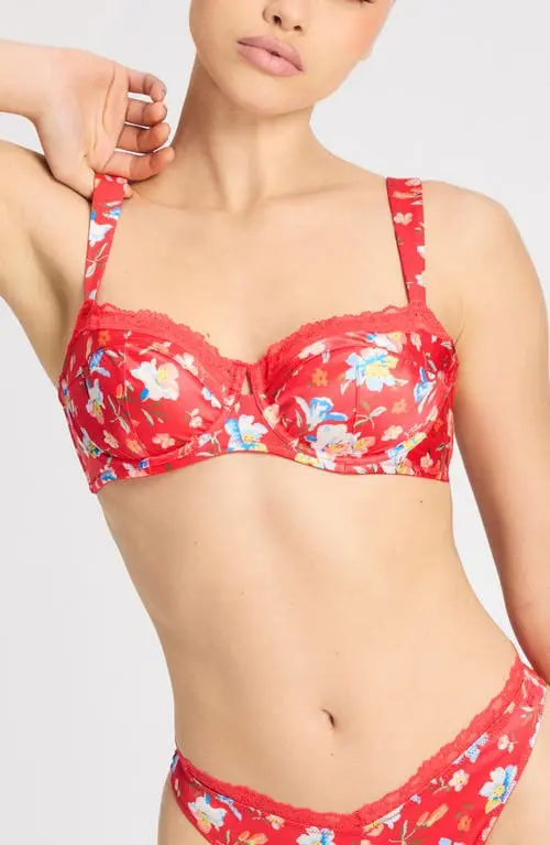 SAVAGE X FENTY Unlined Low-cut Balconette Bra - Fruitjuice Red Petal Power