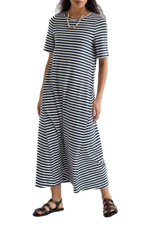 SEASALT CORNWALL Ivey Stripe T-shirt Dress - Mini Cornish Maritime Chalk