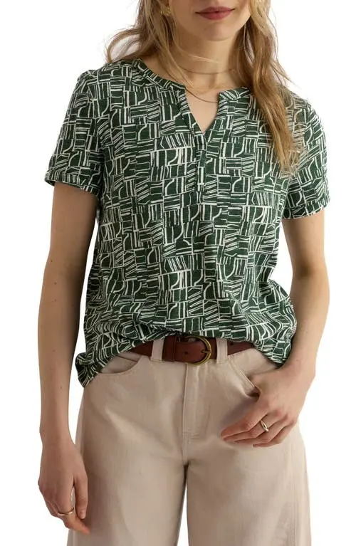 SEASALT CORNWALL Waterflow Abstract Print Organic Cotton Top - Wall Lines Treetop