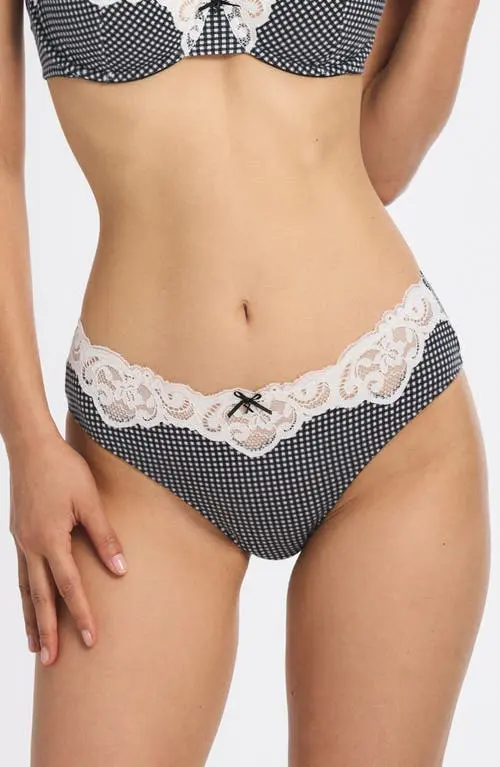 SAVAGE X FENTY Swirly Girly Hipster Briefs - Black Caviar Check Effect