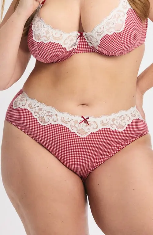 SAVAGE X FENTY Swirly Girly Hipster Briefs - Dapper Red Check Effect Print